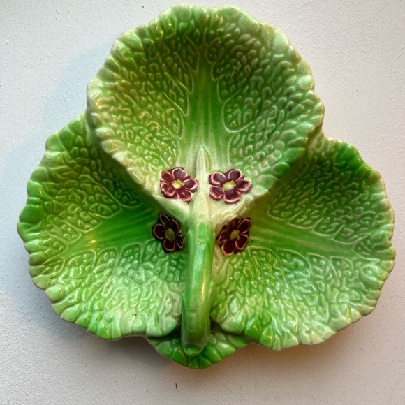 Dining | Vintage Three Part Green Lettuce Flower Ceramic Candynut ...